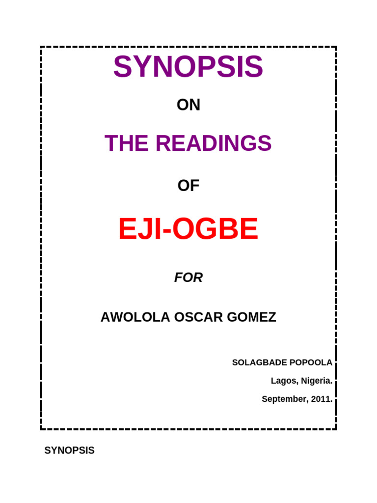 Synopsis Eji Ogbe Final | PDF