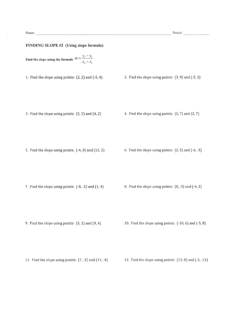 Find Slope 2 Points Worksheet | PDF
