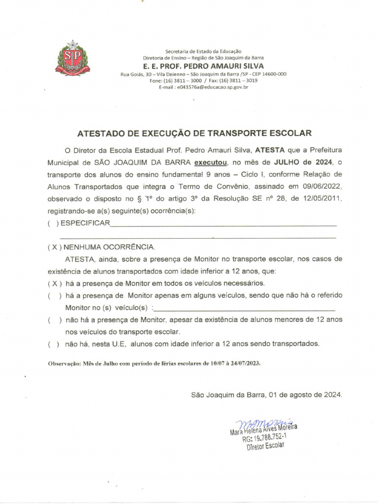 Atestado Transporte | PDF