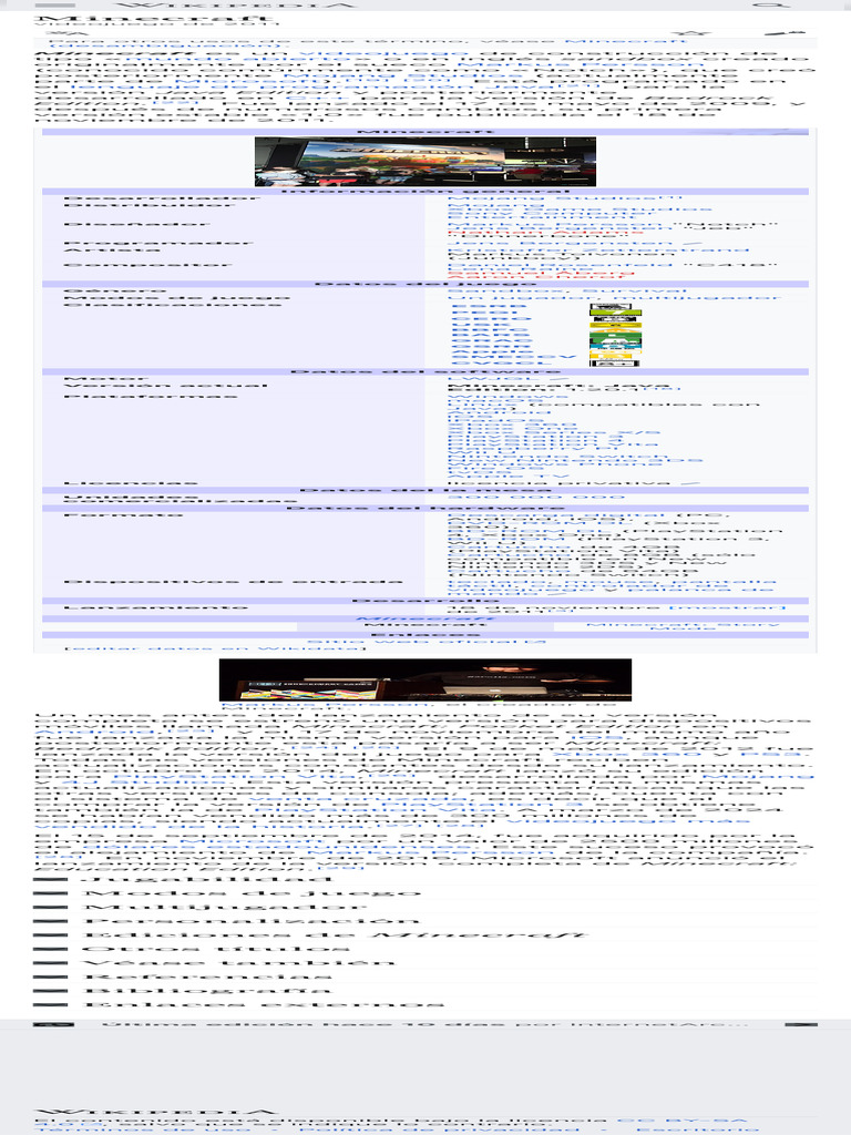 Minecraft - Wikipedia, La Enciclopedia Libre | PDF