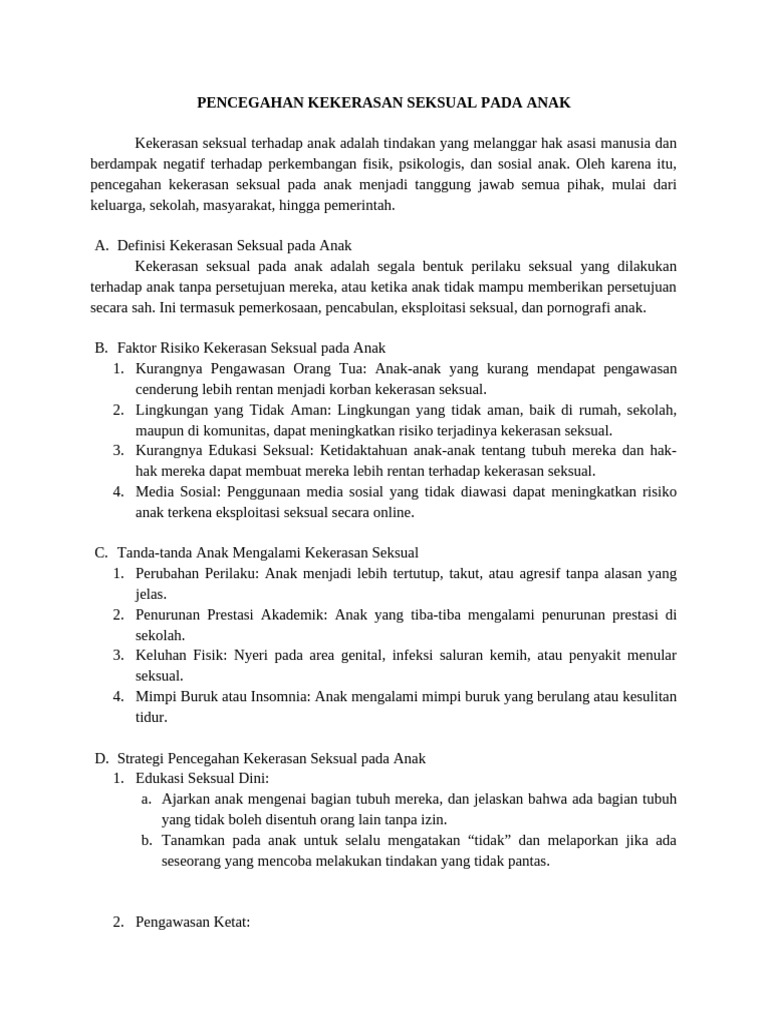 Pencegahan Kekerasan Seksual Pada Anak | PDF Pencegahan Kekerasan Seksual Pada Anak | PDF