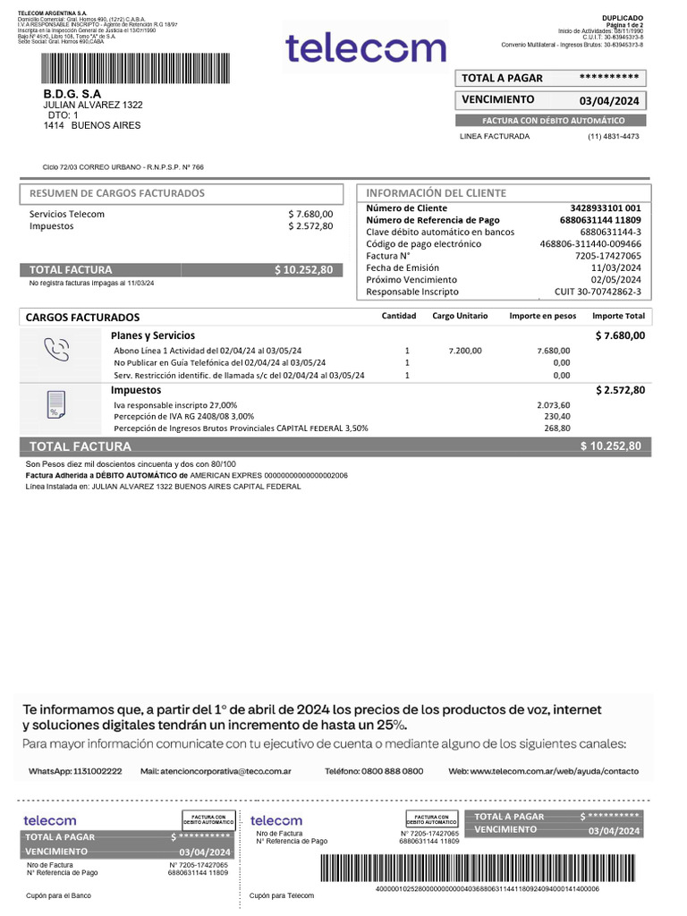 Factura Abril 2024 | PDF