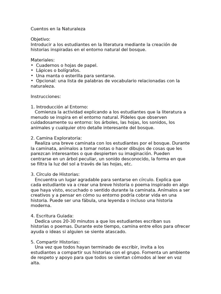 Cuentos en La Naturaleza | PDF
