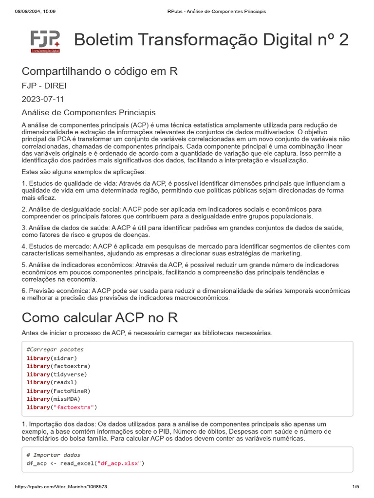 RPubs - Análise de Componentes Princiapis | PDF