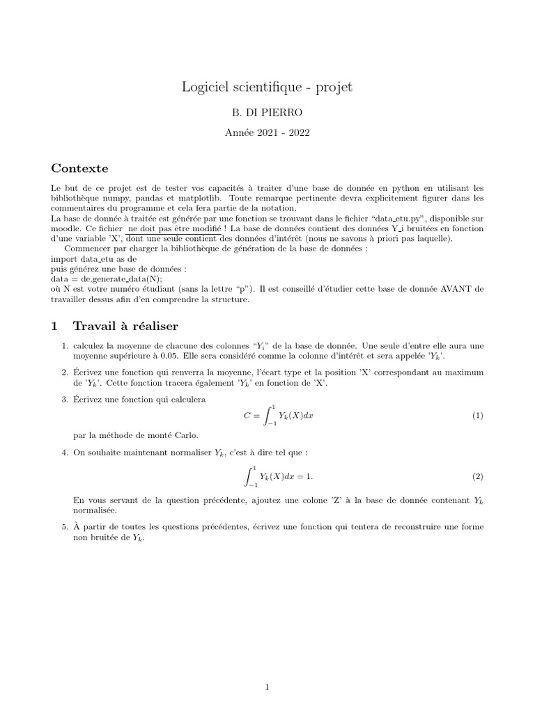 projet de M1 MAS | PDF