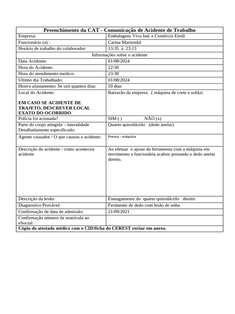 FORMULARIO DE CAT.docx | PDF