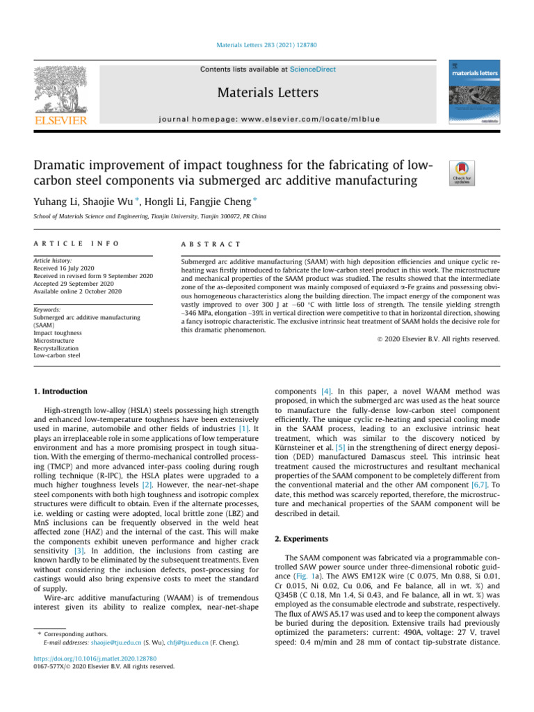Dramatic Improvement of Impact Toughness For The Fabricating of ...