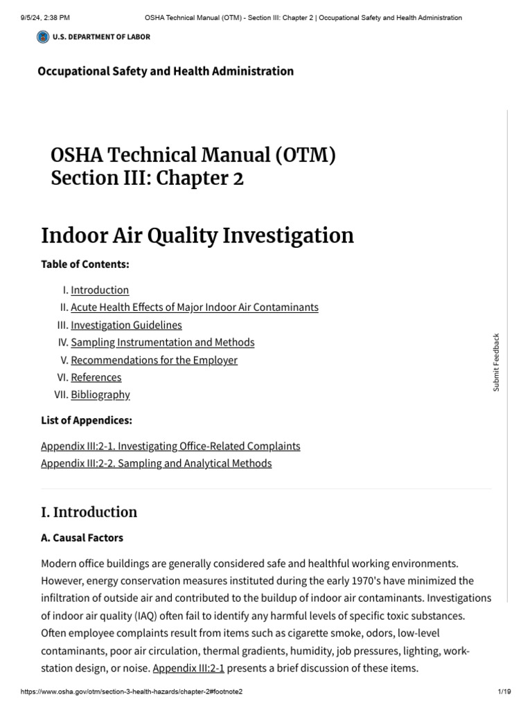 Osha Technical Manual Otm Section Iii Chapter 2 Occupational