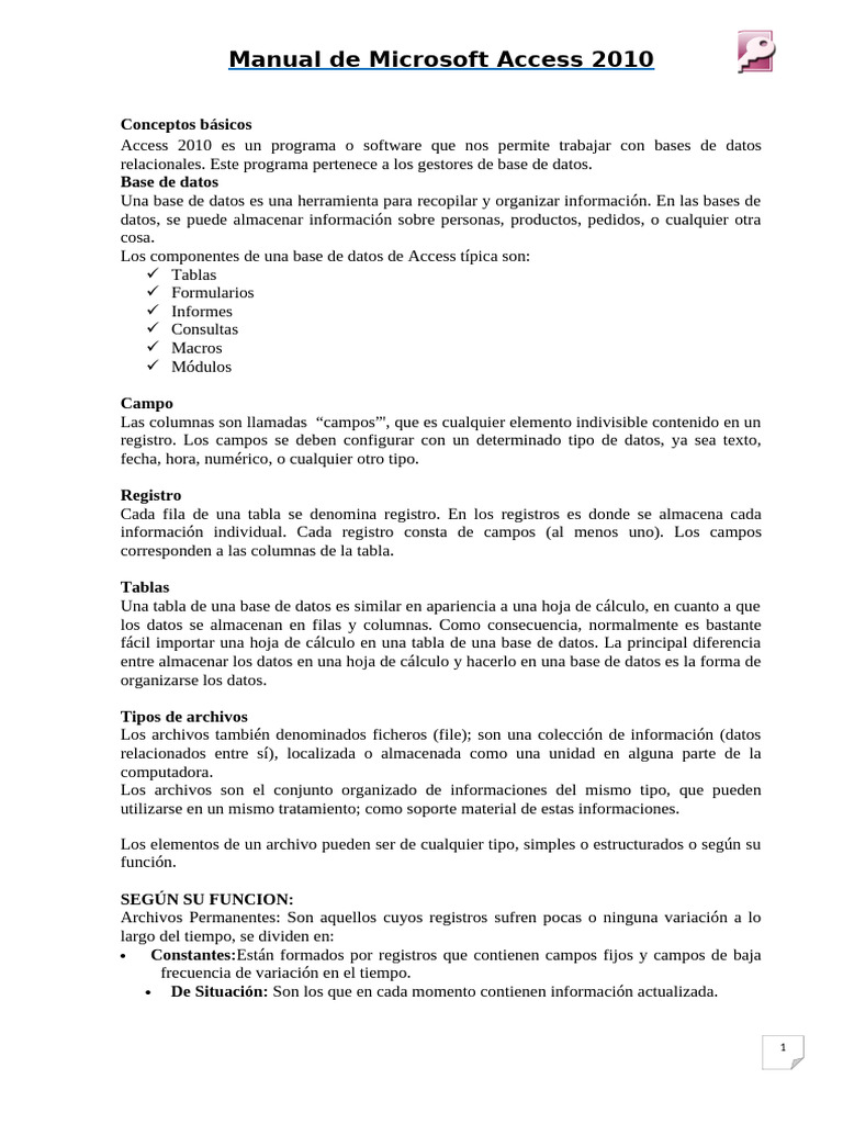 Manual de Access 2010 #6 | PDF