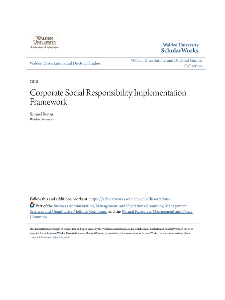 Corporate Social Responsibility Implementation Framework | PDF