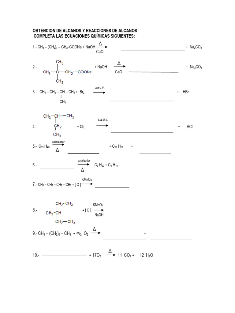 Ejercicios de Clase Alcanos | PDF