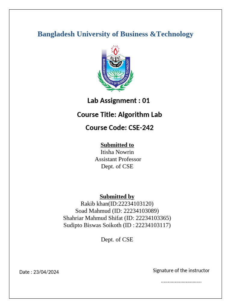 Algorithm Lab Work | PDF