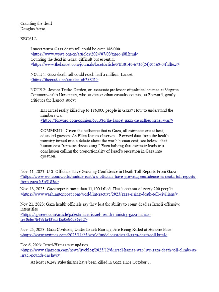 Counting The Dead | PDF | Gaza Strip | Travel