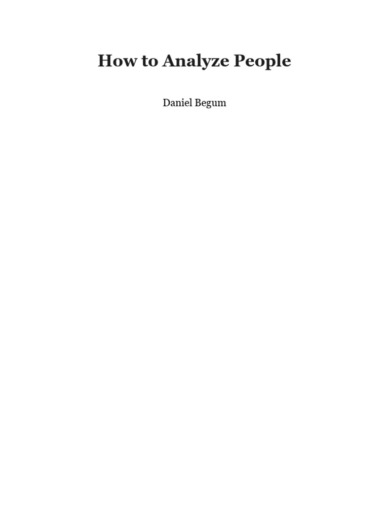 How To Analyze People | PDF