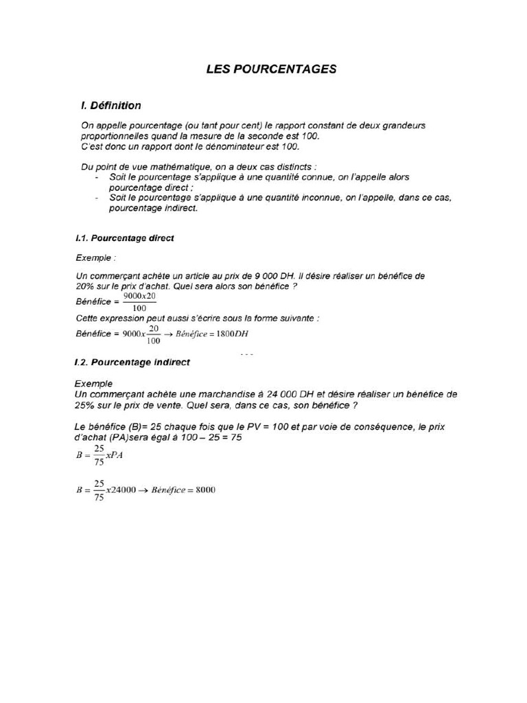 Les Pourcentages | PDF