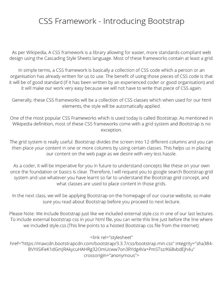 CSS Framework Introducing Bootstrap | PDF