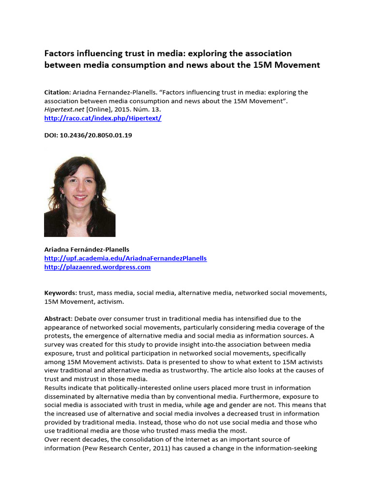 Factors Influencing Trust in Media Explo | PDF