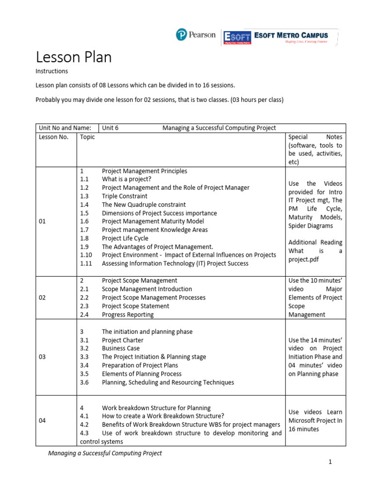 MSCP Unit 06 Lesson Plan | PDF