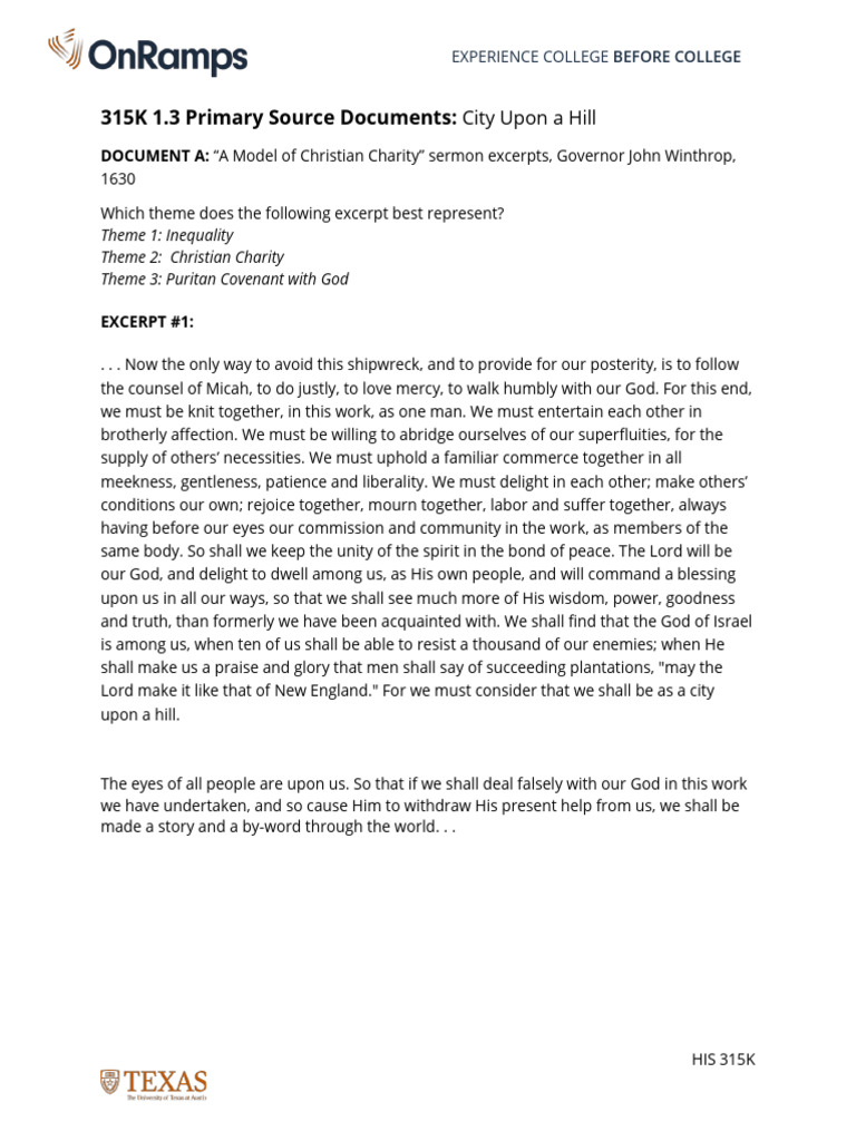 315K 1.3 John Winthrop Primary Source Excerpts | PDF