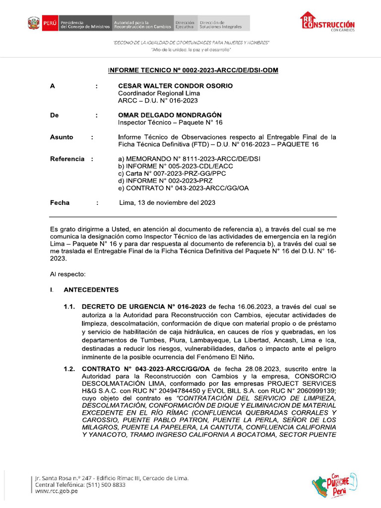 INFORME TECNICO N° 02-2023-ARCC-DE-DSI-ODM[FP] | PDF