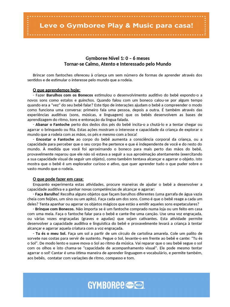 Gymboree Handouts L12 - Portugues | PDF