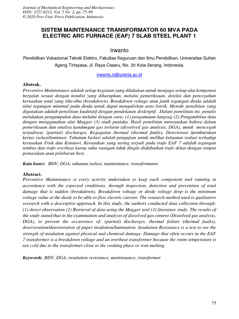 Sistem Maintenance Transformator 60 Mva 2575fd52 | PDF