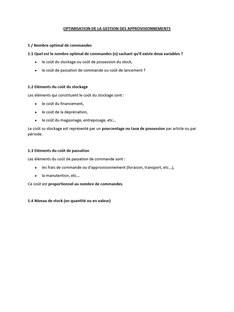 Optimisation Des Appros Avec Des Cas Pratiques Et Corrig S 1717770596 | PDF