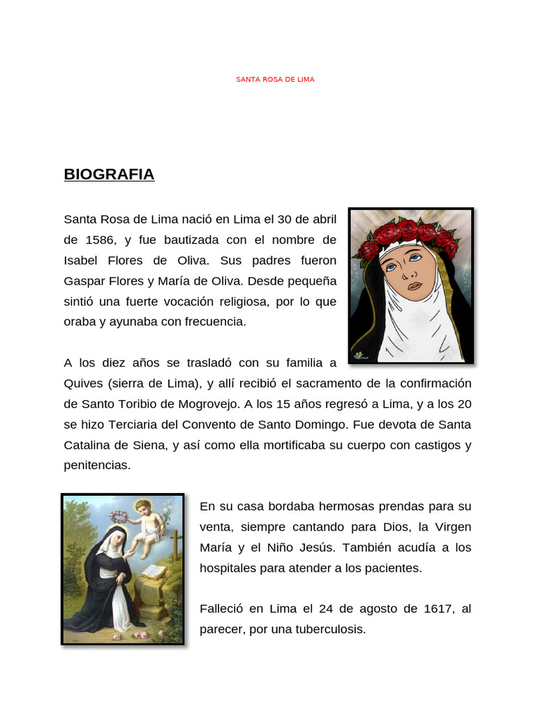 Biografia SANTA ROSA DE LIma | PDF