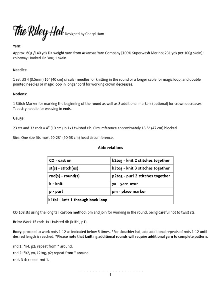 The Riley Hat | PDF