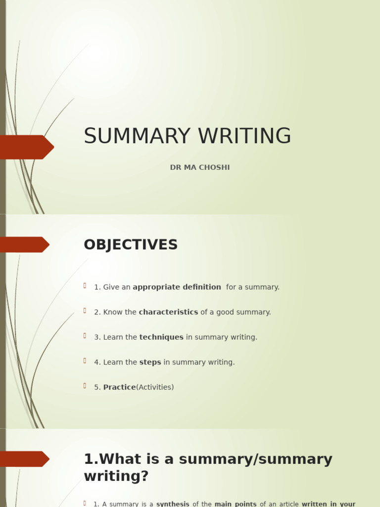 Summary Writing | PDF
