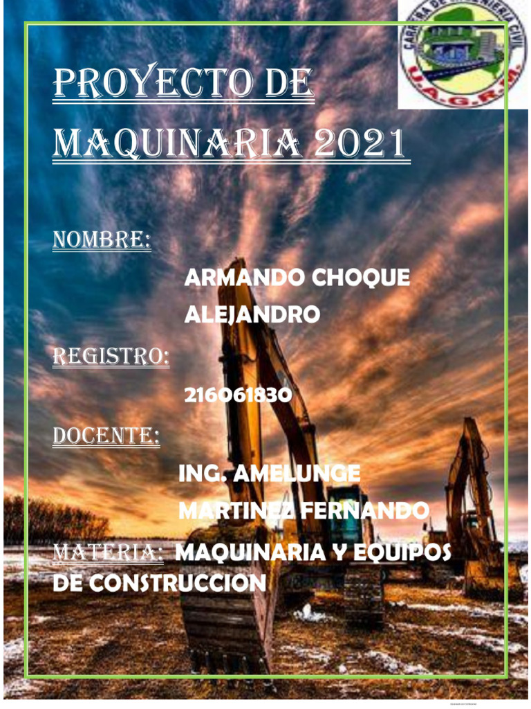 PROYECTO DE MAQUINARIA ARMANDO CHOQUE ALEJANDRO | PDF