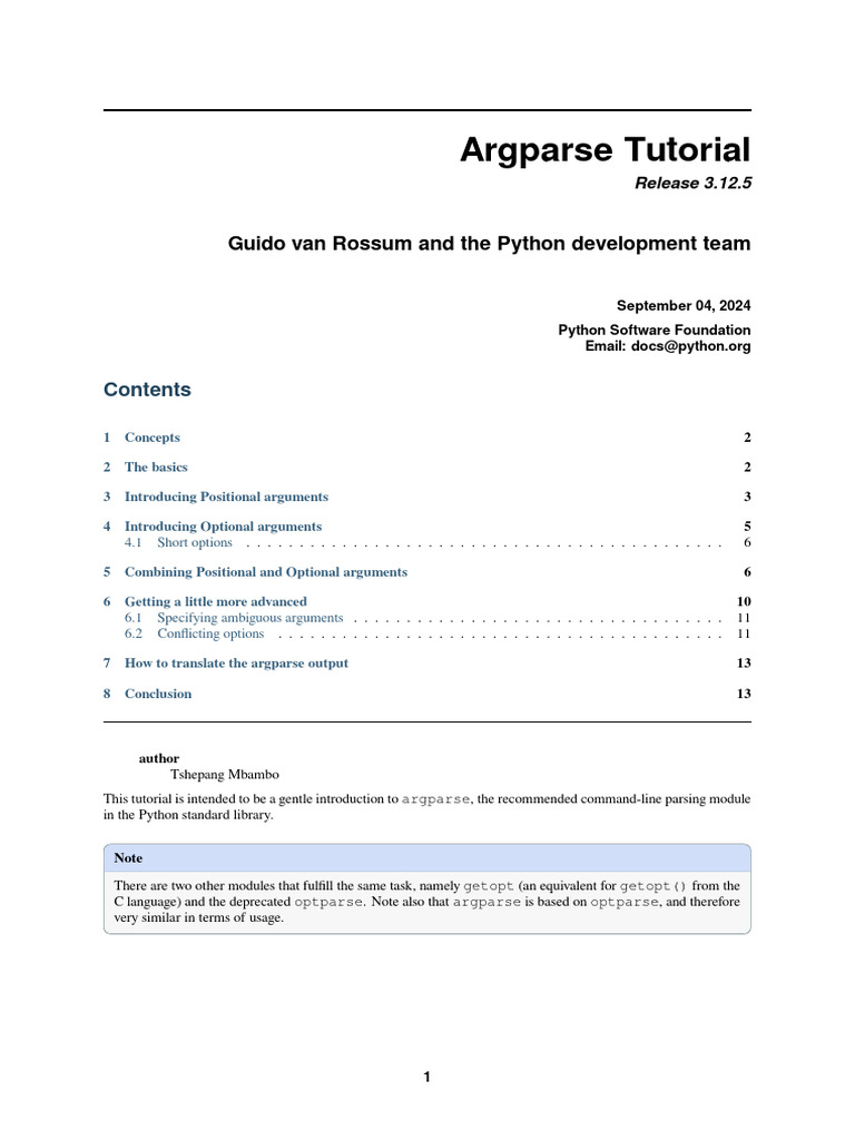 Howto Argparse | PDF