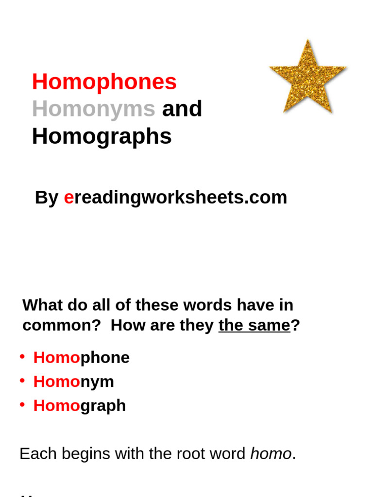 Homophones Homonyms and Homographs Lesson | PDF