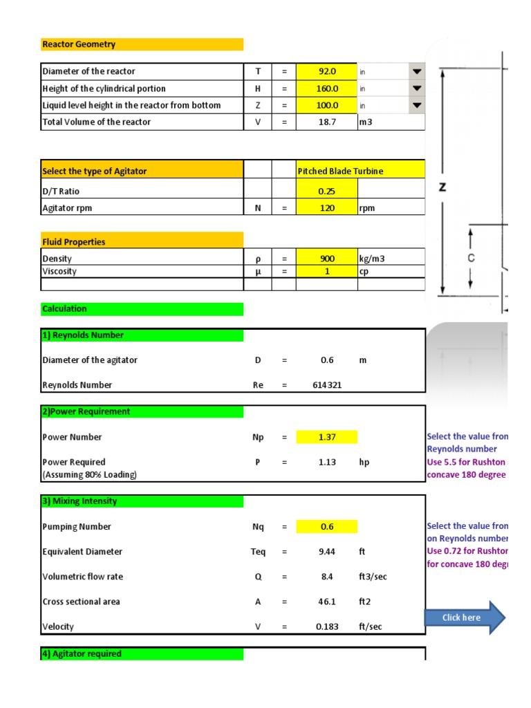 Agitator Power Requirement and Mixing Intensity Calculation | PDF ...