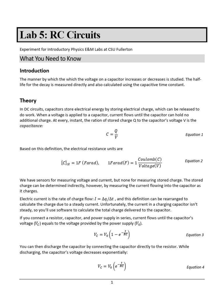 Physics Lab: RC Circuits Analysis | PDF | Capacitor | Science & Mathematics
