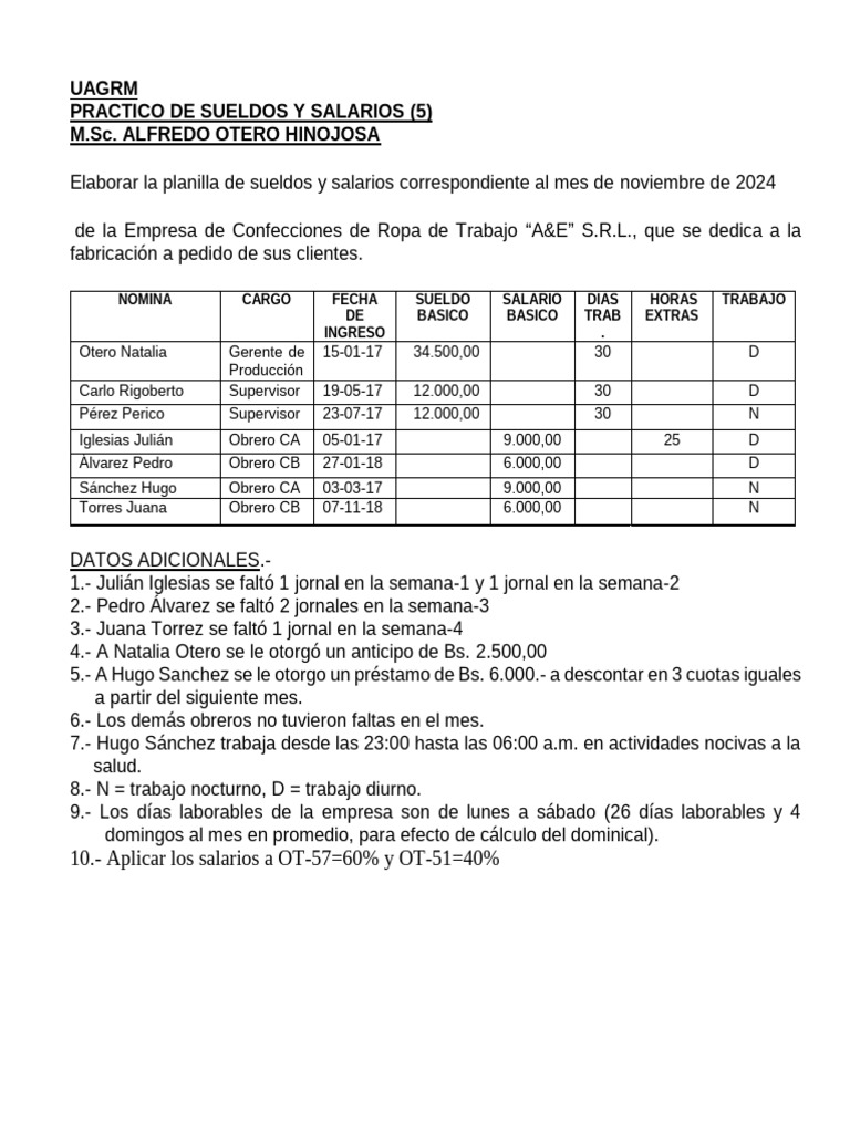 Practico 5 Planillas | PDF