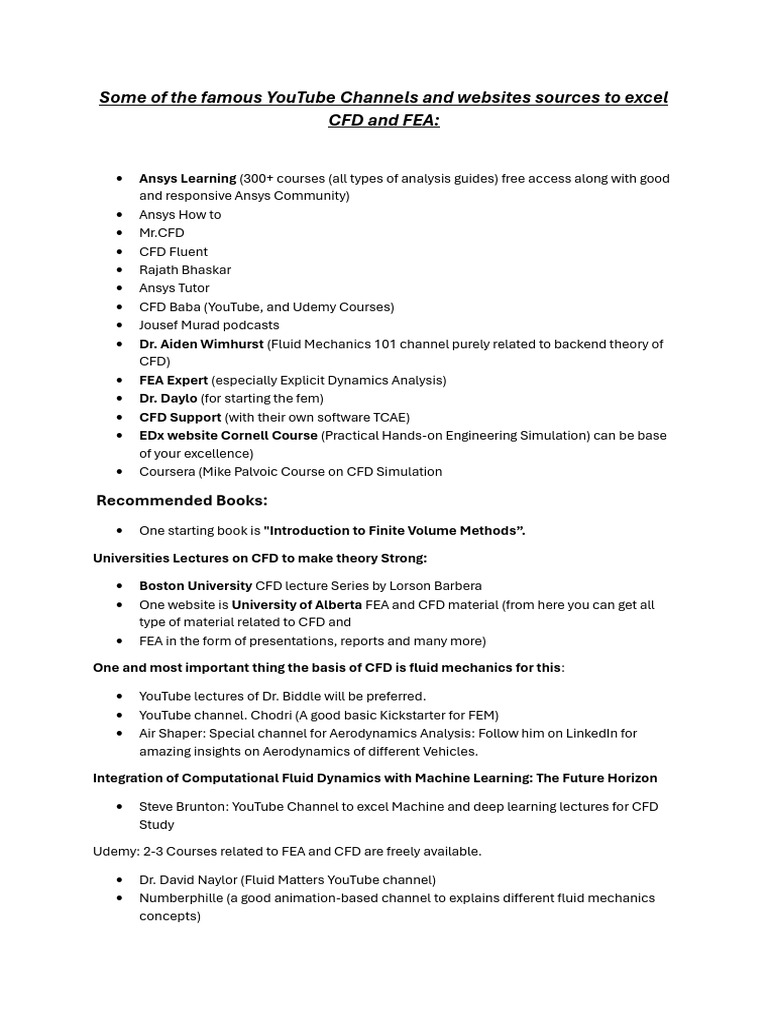 Master FEA & CFD - Expert Learning Resources - For You People | PDF