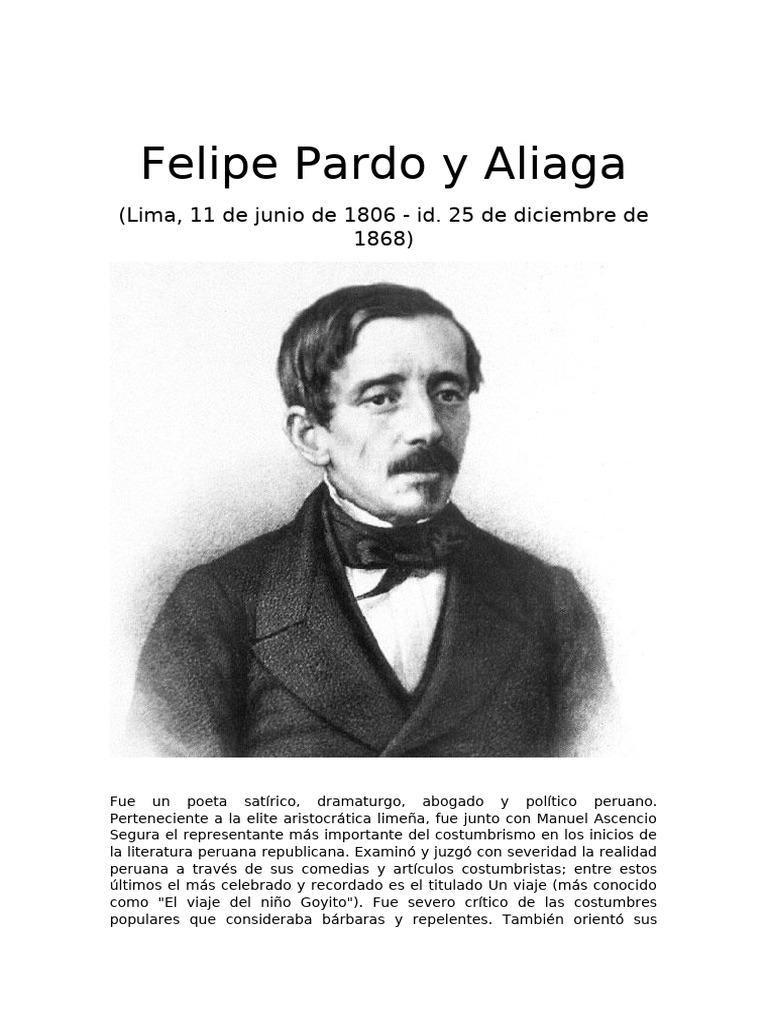 Biografía de Felipe Pardo y Aliaga | PDF | Perú | América del Sur