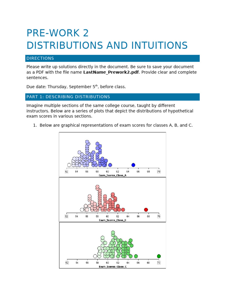 Pre-Work 2 Distributions and Intuitions | PDF