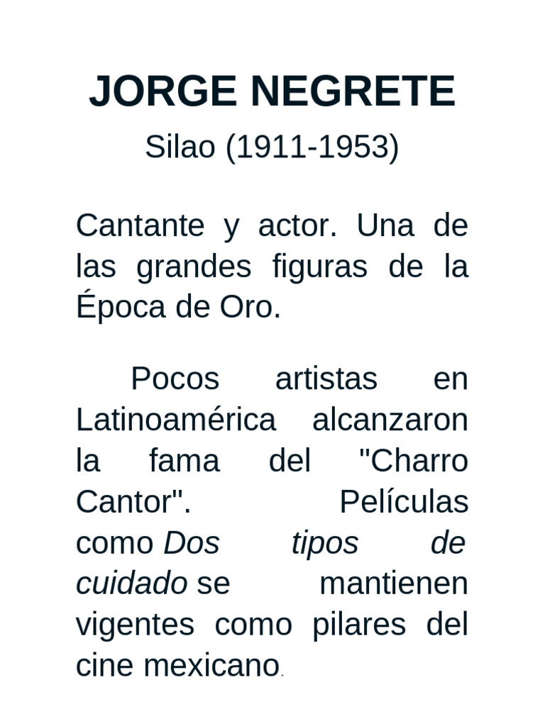 Jorge Negrete Biografia Pdf