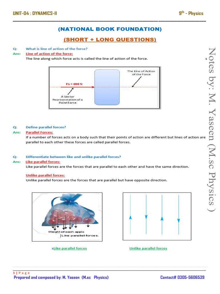 9th Physics Unit-04 Complete Notes (Conceptual - Numericals Questios ...