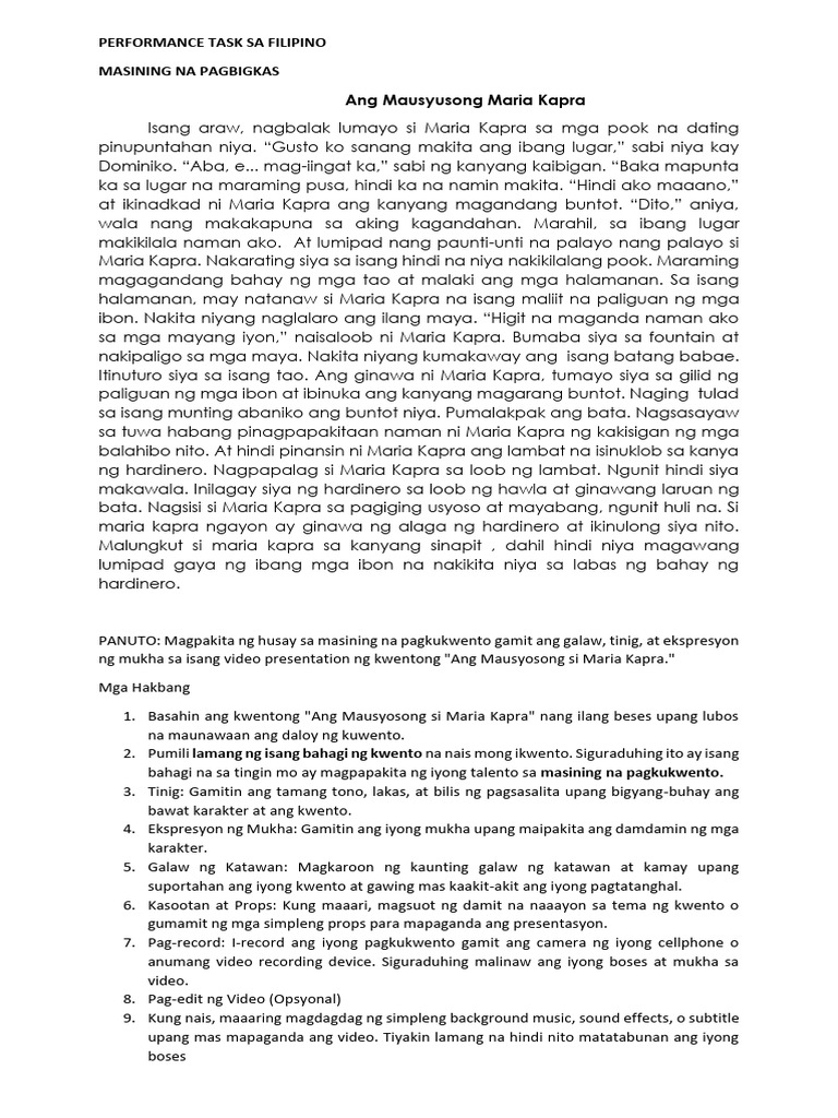 Performance Task Sa Filipino | PDF