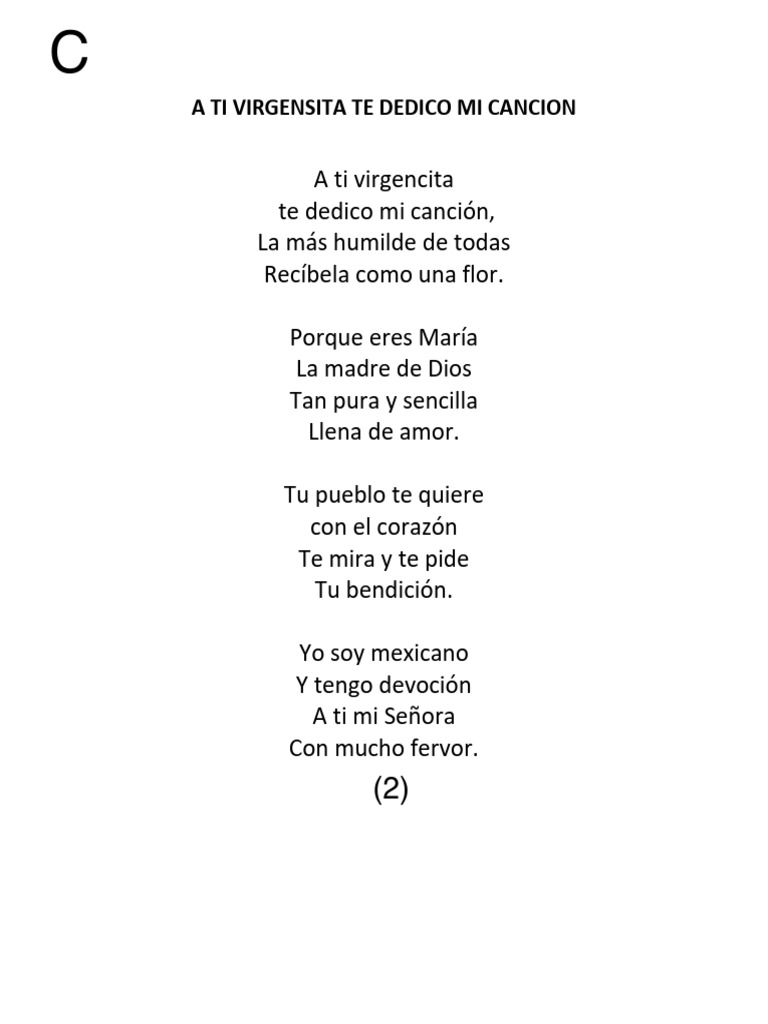 3.a Ti Virgensita Te Dedico Mi Cancion | PDF