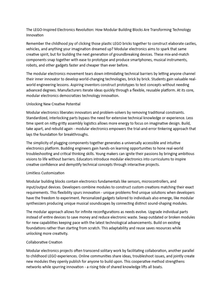 Magazine Article Claude Rewrite | PDF | Innovation | Modularity