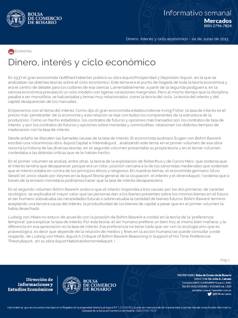 Dinero, interés y ciclo económico | PDF