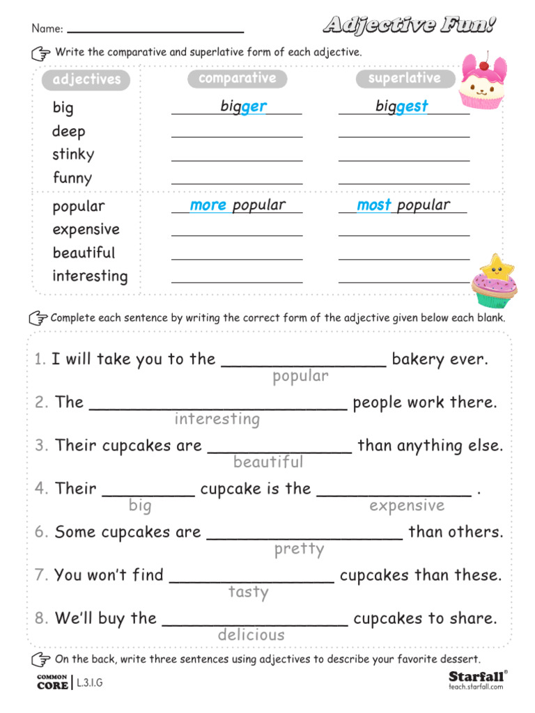 Grade3 AdjectiveFun Worksheet Notes | PDF