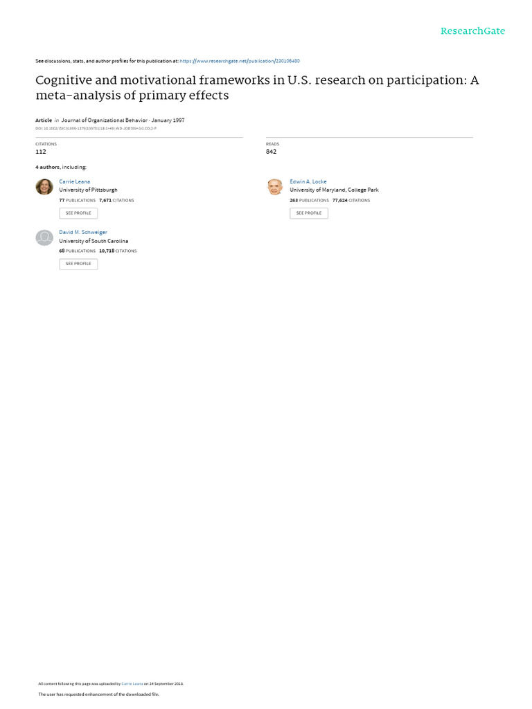Cognitive and Motivational Frameworks in US Resear | PDF