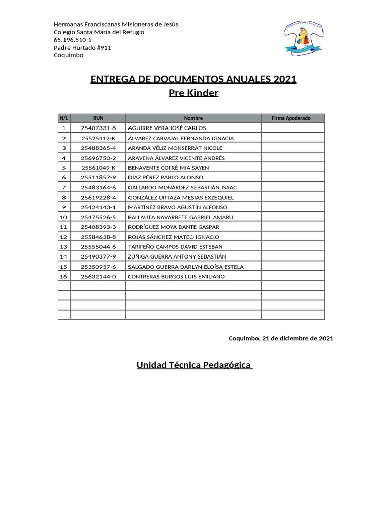Entrega Documentos 2021 | PDF