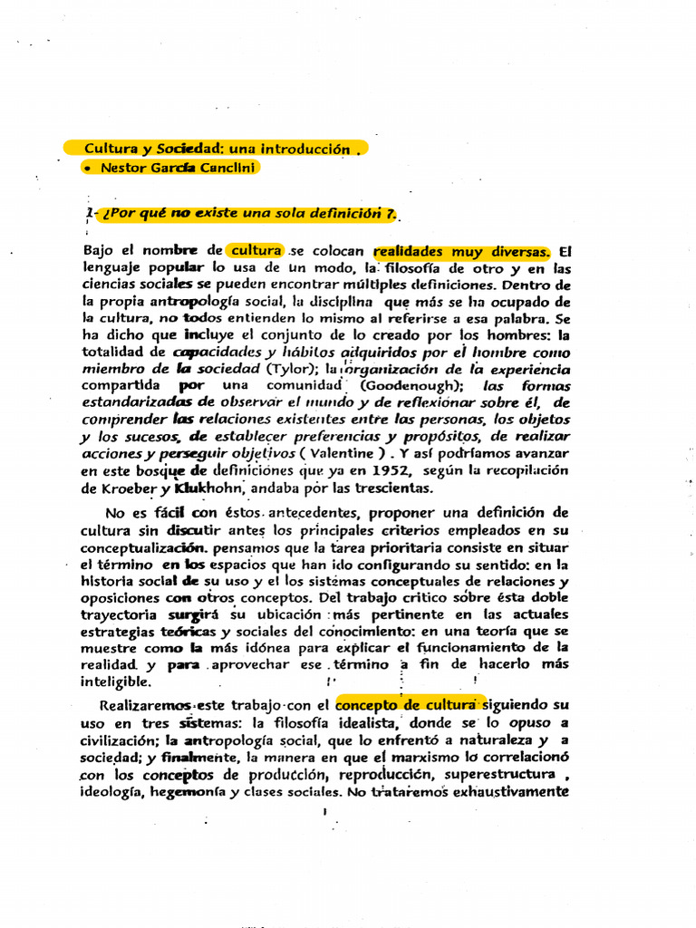 2 - Garcia Canclini - Cultura y Sociedad | PDF