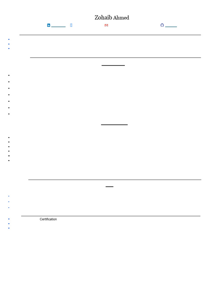Resume Zohaib Ahmed | PDF